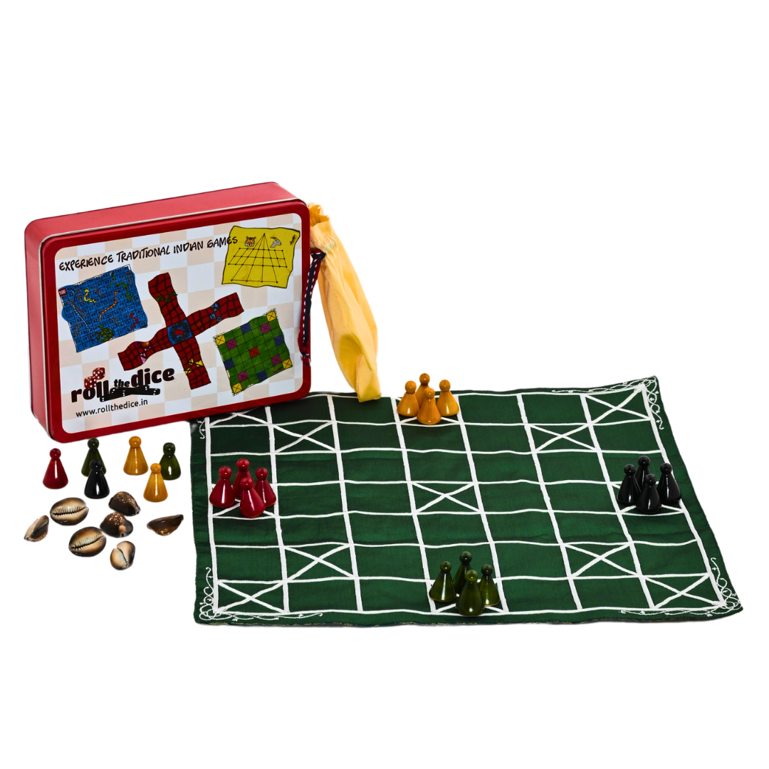 Chowka Bara 7 Houses Traditional Indian Board Game | Handmade Mat & Ch ...