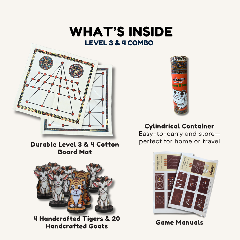 Aadu Huli Board Game Combo – Levels 3 & 4 | Traditional Indian Tigers ...